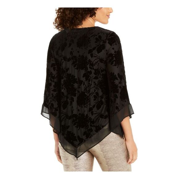 Alfani | Tops | Nwt Alfani Womens Black Sheer Bell Sleeve V Neck ...